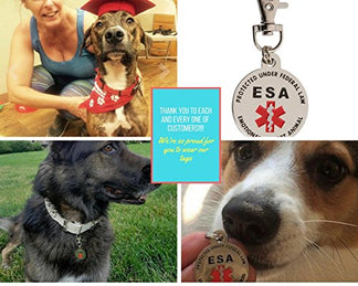 Emotional Support Animal (ESA) Tag 1.25" inch Double Sided with Red Me ...