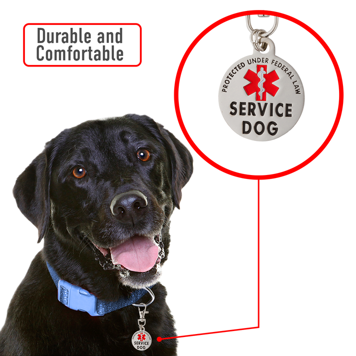 DOUBLE SIDED SERVICE DOG Tag with Red Medical Alert Symbol 1.25 inch ...
